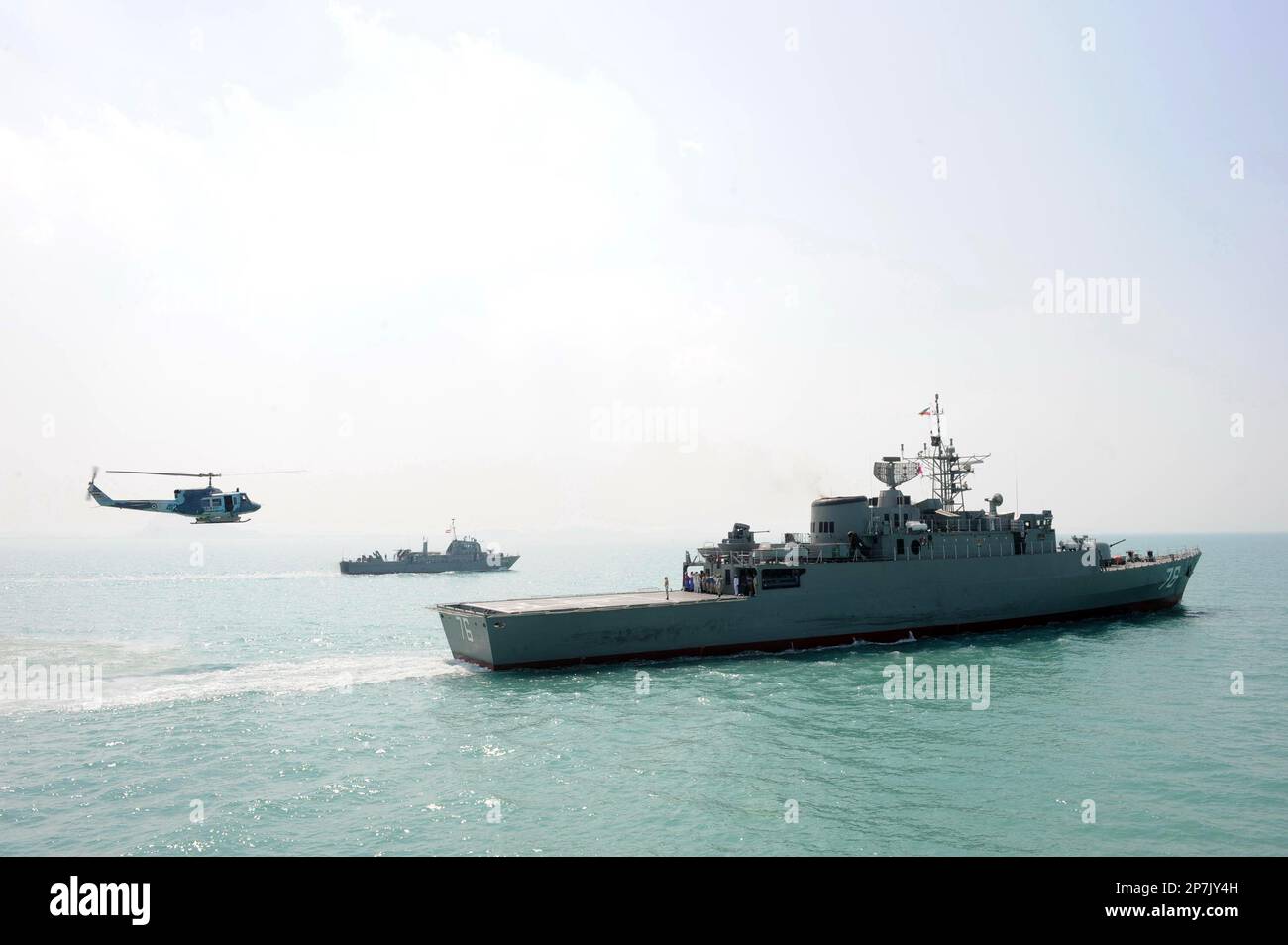 Iran's Jamaran guided-missile destroyer, is seen at right, in an ...