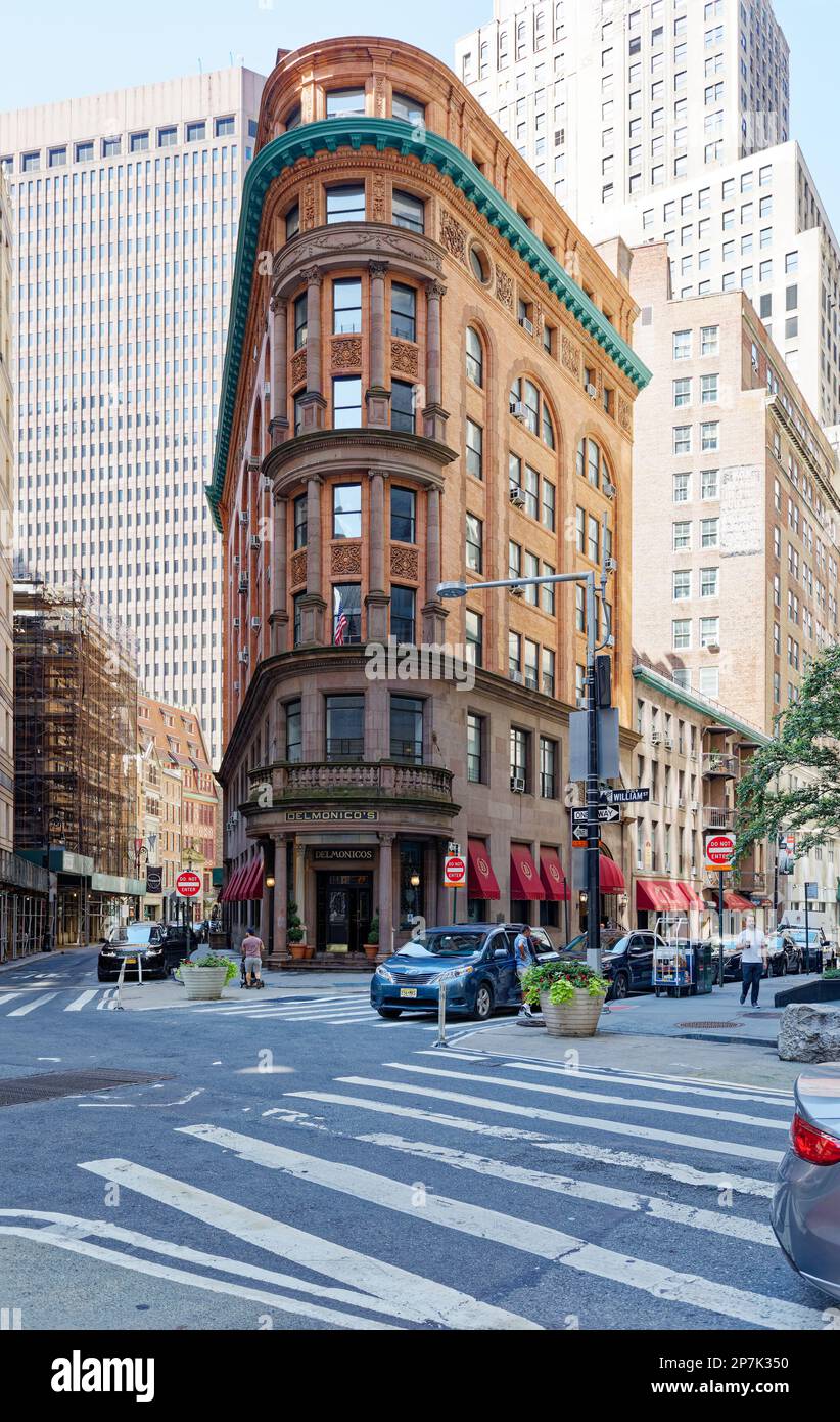 Delmonico’s restaurant occupies the base of this landmark brick, stone ...