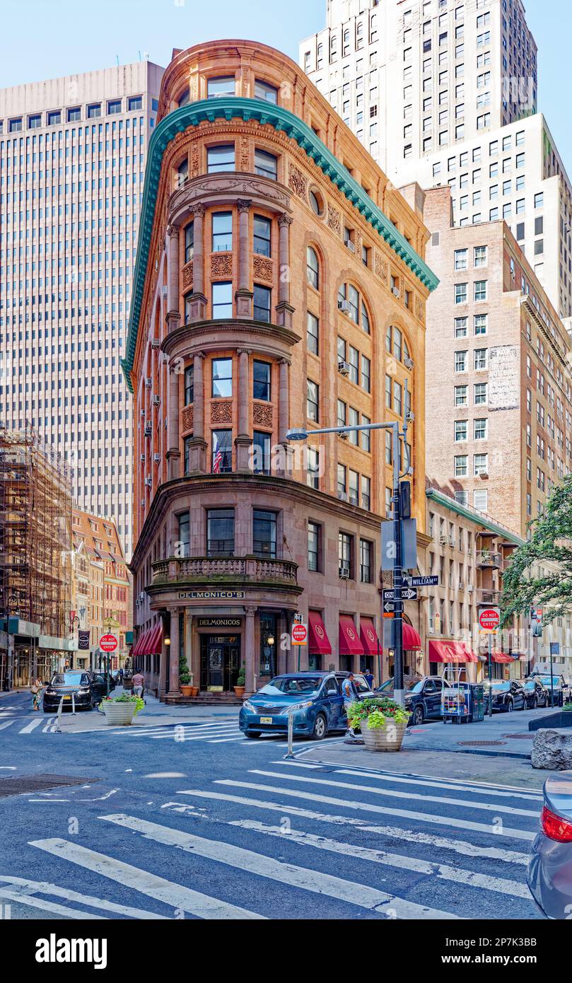 Delmonico’s restaurant occupies the base of this landmark brick, stone ...