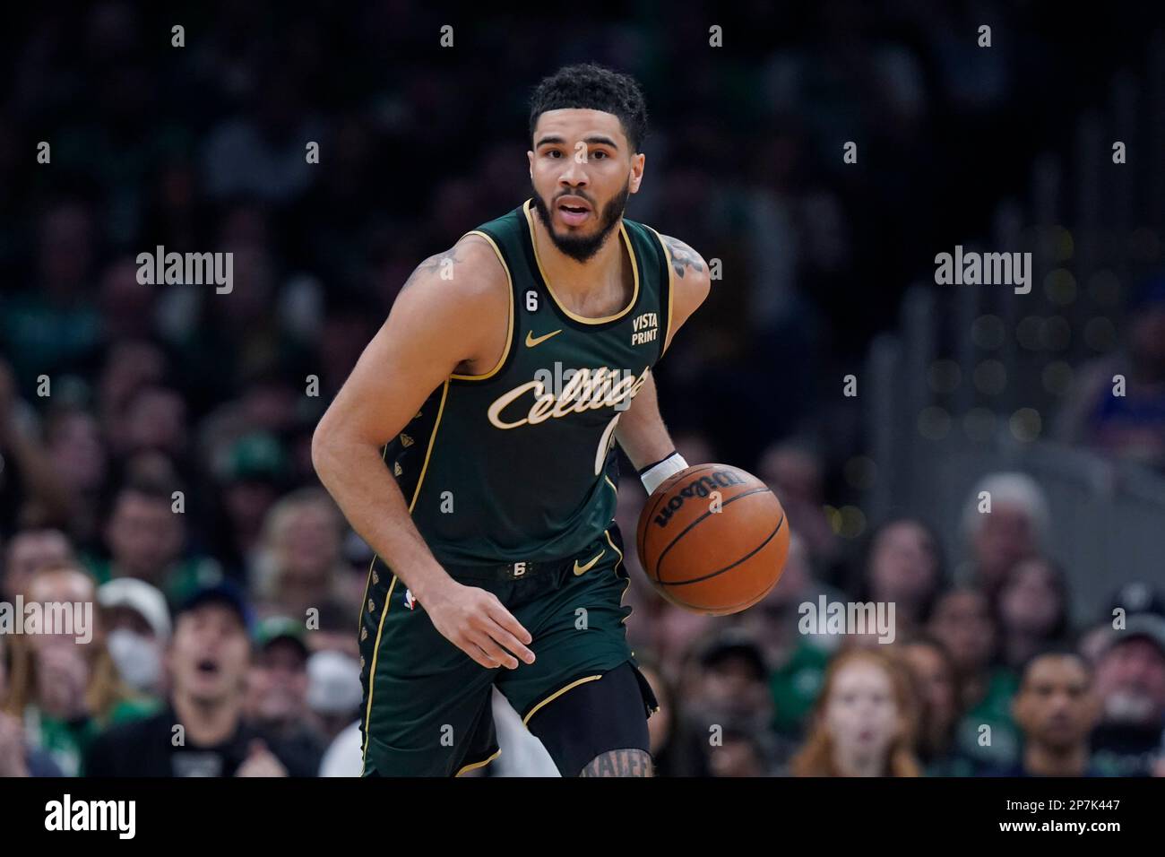 Boston Celtics forward Jayson Tatum (0) in the first half of an NBA ...