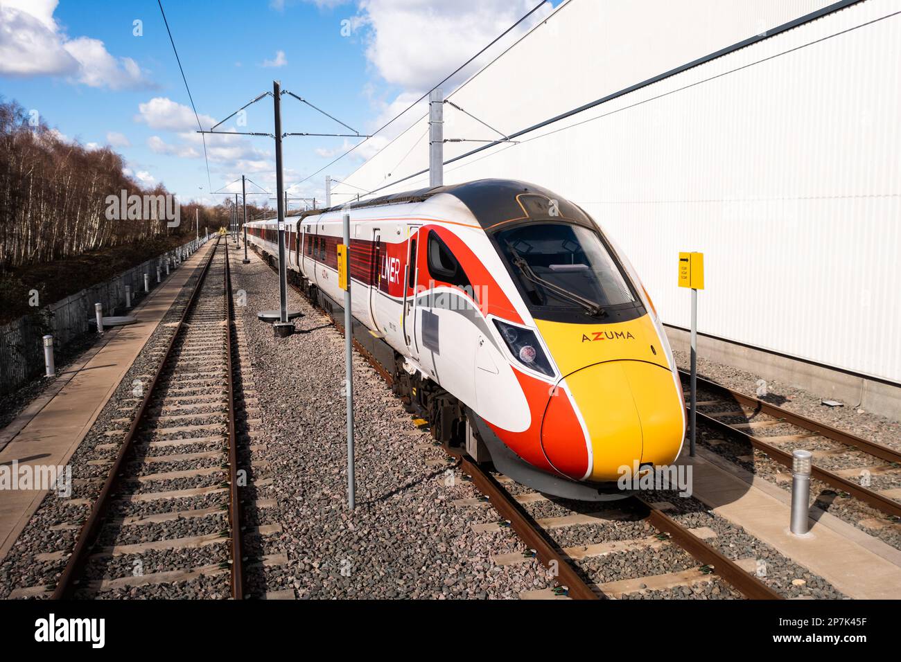 DONCASTER, UK - MARCH 7, 2023. A Class 800 Bi-modal Azuma Intercity ...