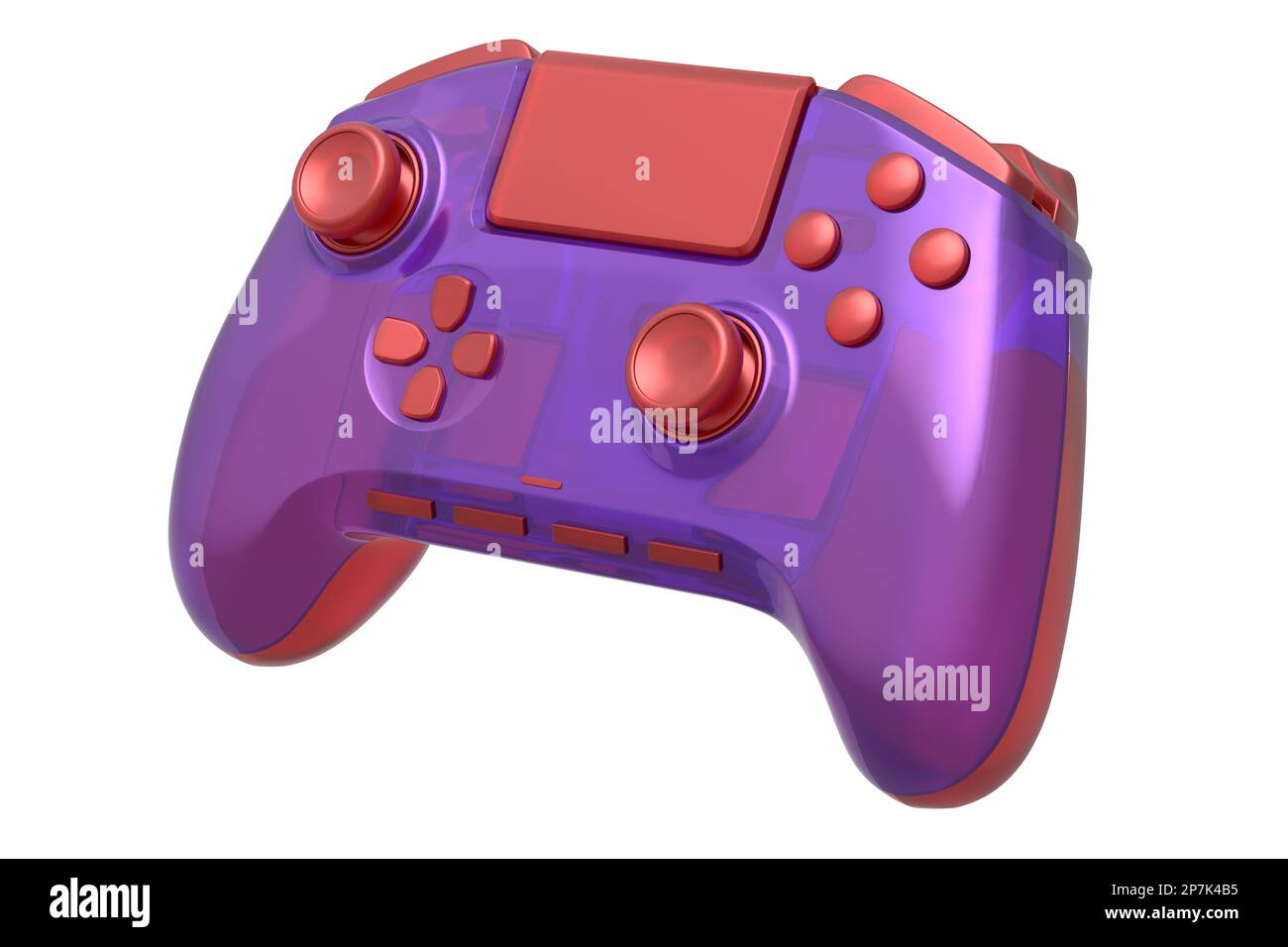 Realistic video game joystick with violet chrome texture isolated on ...