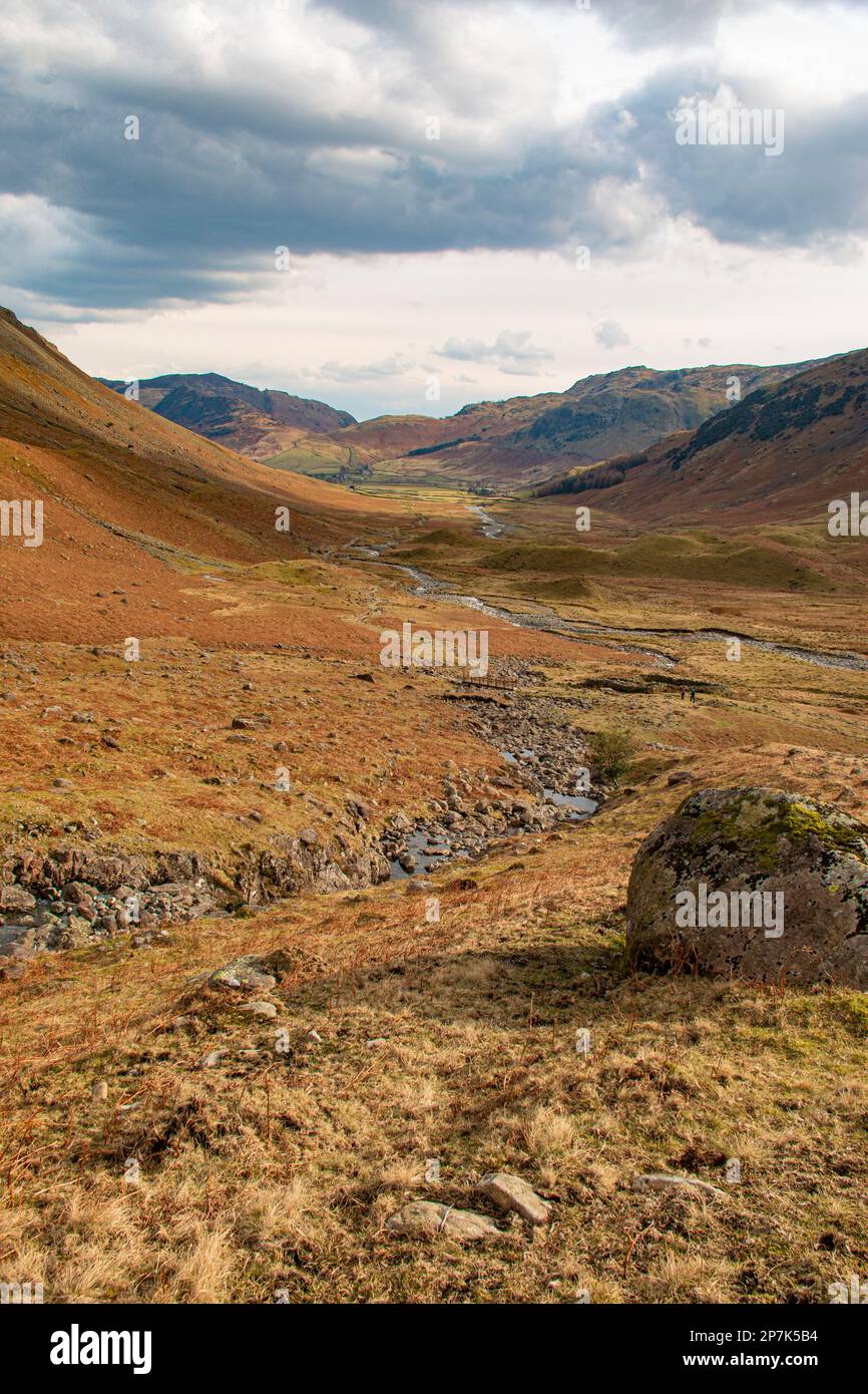 Beautiful Mickleden Valley, with views of Bowfell, Pike O'Stickle and ...