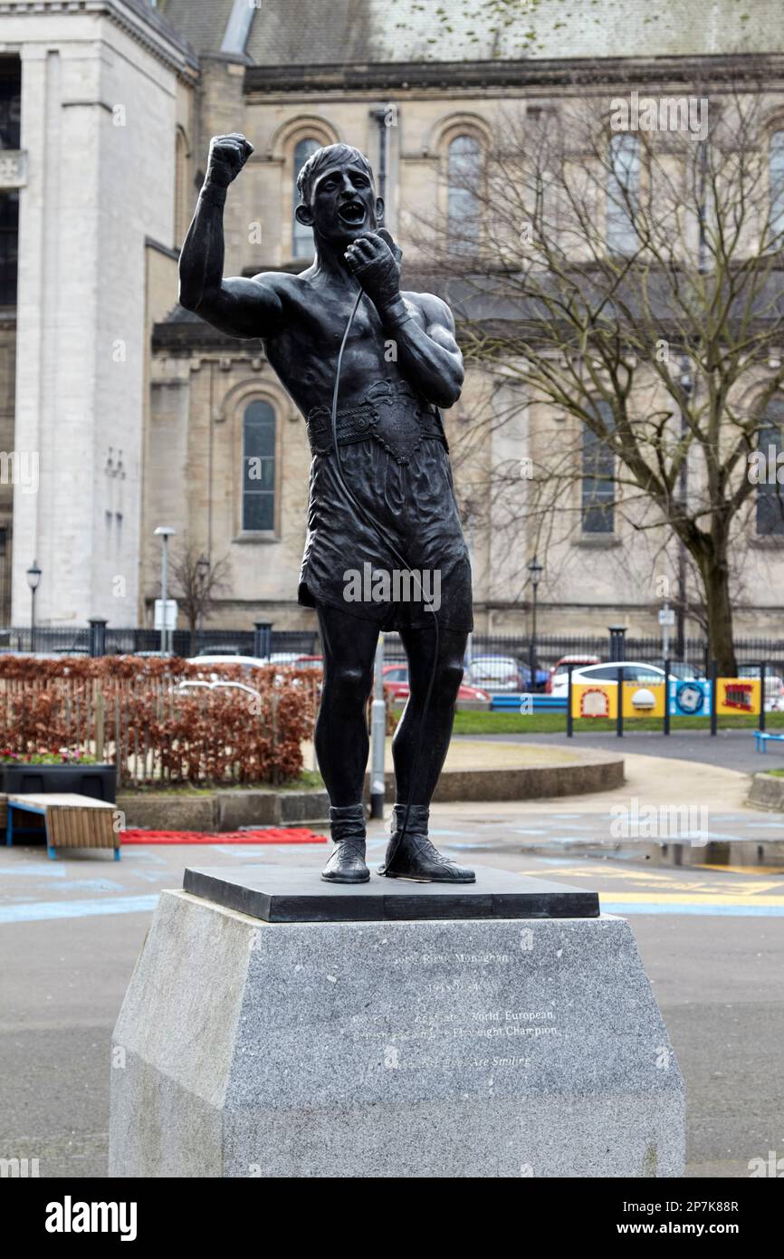 staue of belfast boxer rinty monaghan the first world champion from Belfast Northern Ireland UK ...