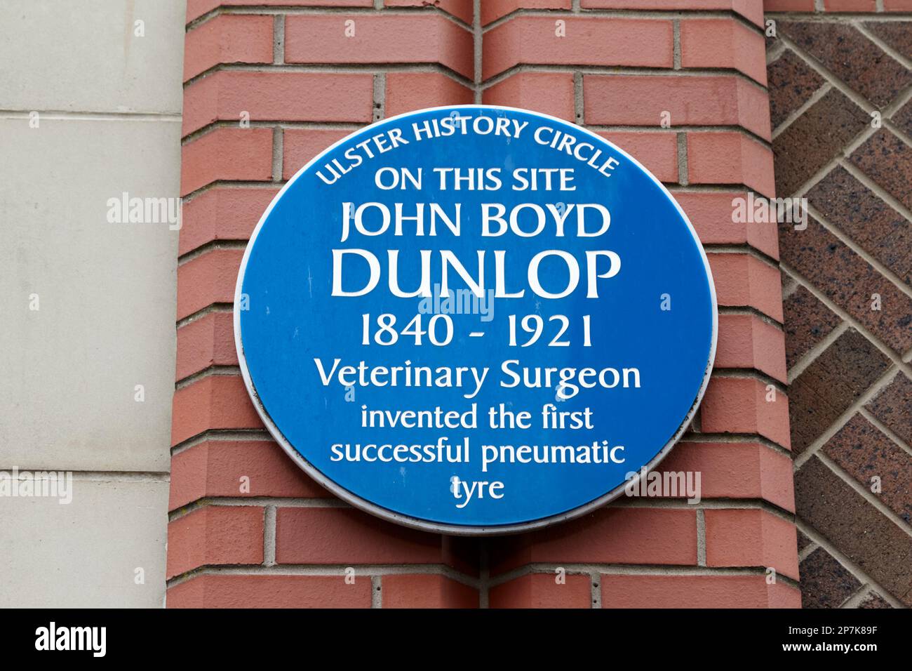 blue plaque from the ulster history circle for john boyd dunlop who ...