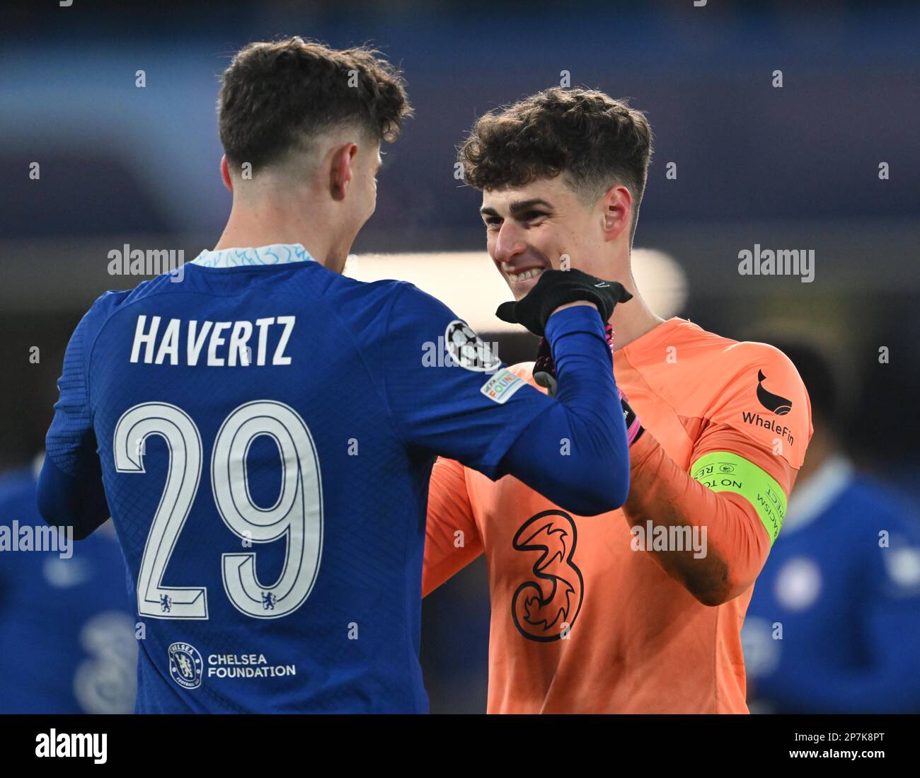England, London, 07 March 2023 - Kai Havertz and Kepa Arrizabalaga of ...