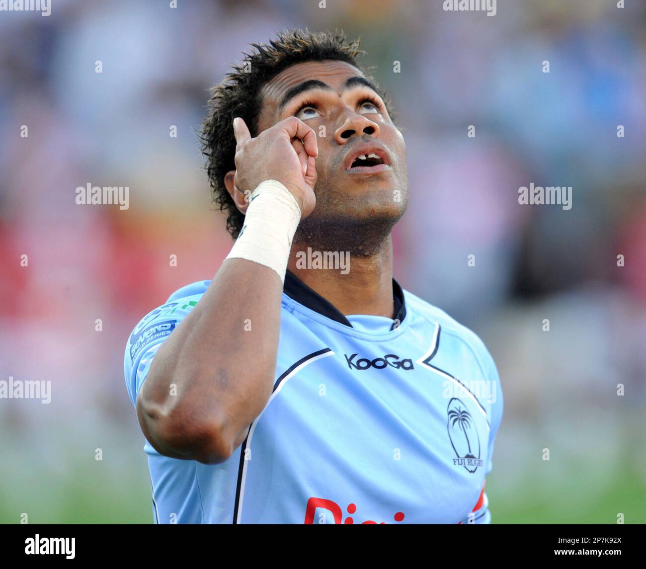 Fiji's William Ryder reacts after his try against England in their ...