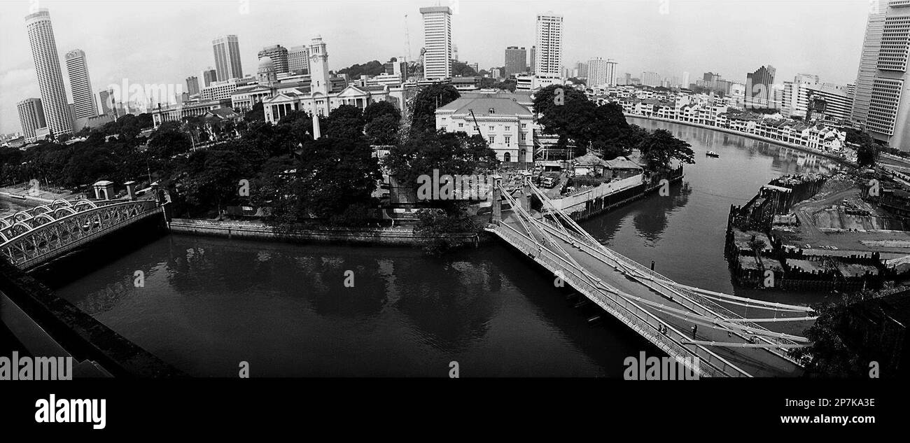 Aerial view of Empress Place, Singapore River and surroundings, seen ...