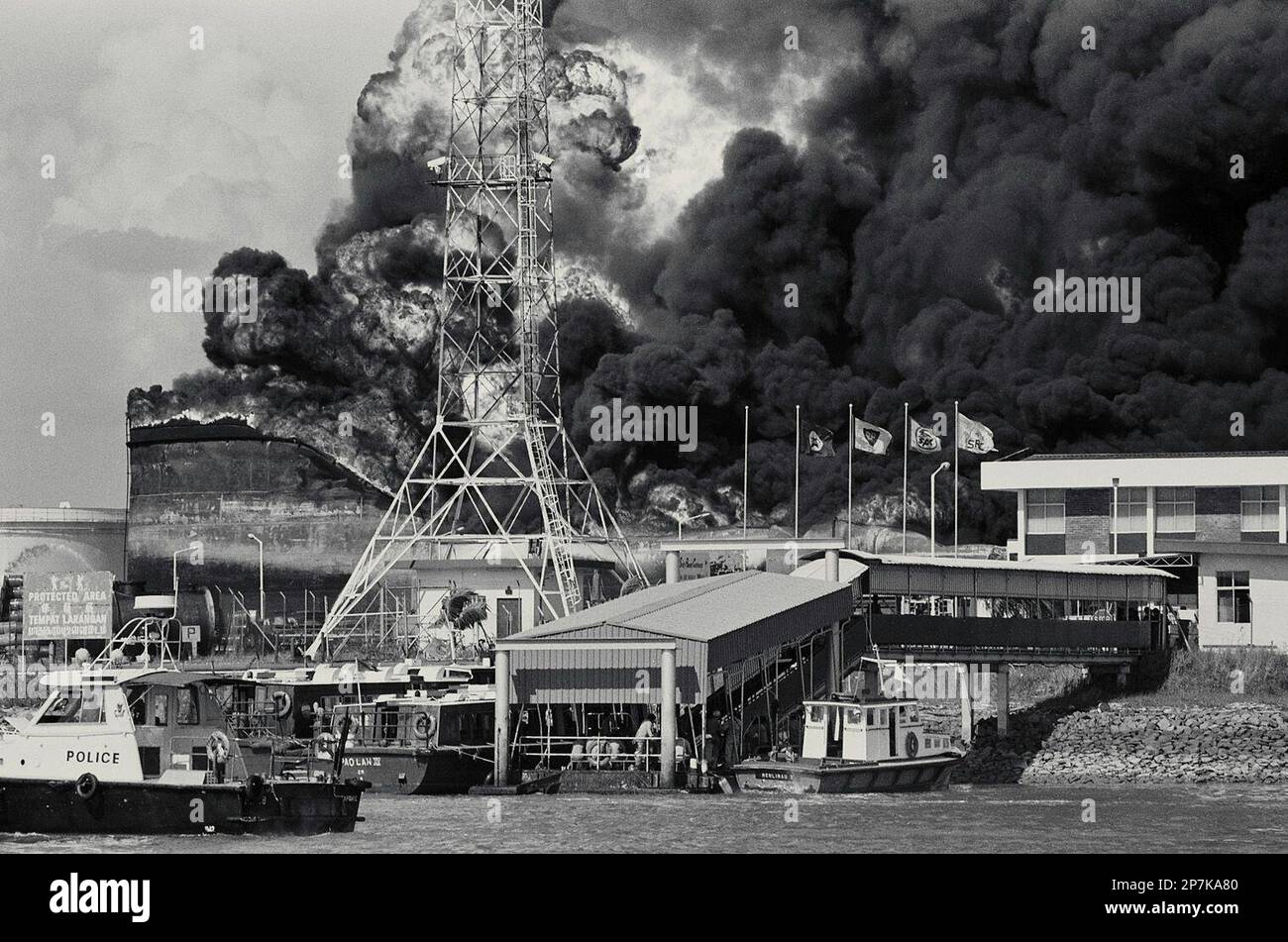 A third naphtha tank had caught fire on Pulau Merlimau when strong ...