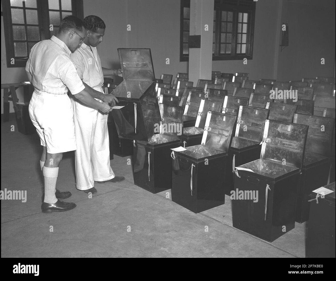 Ballot boxes for the Singapore Legislative Council elections, 5 April ...