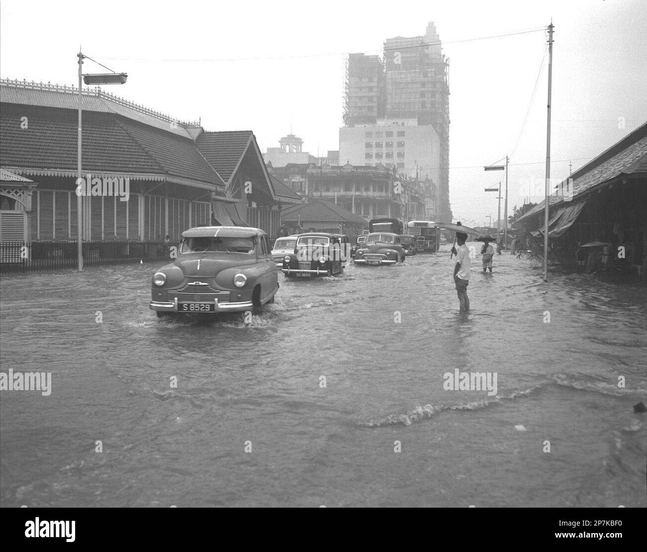 Flood at Collyer Quay (Shenton Way) on 9 December, 1954. A record of 13 ...