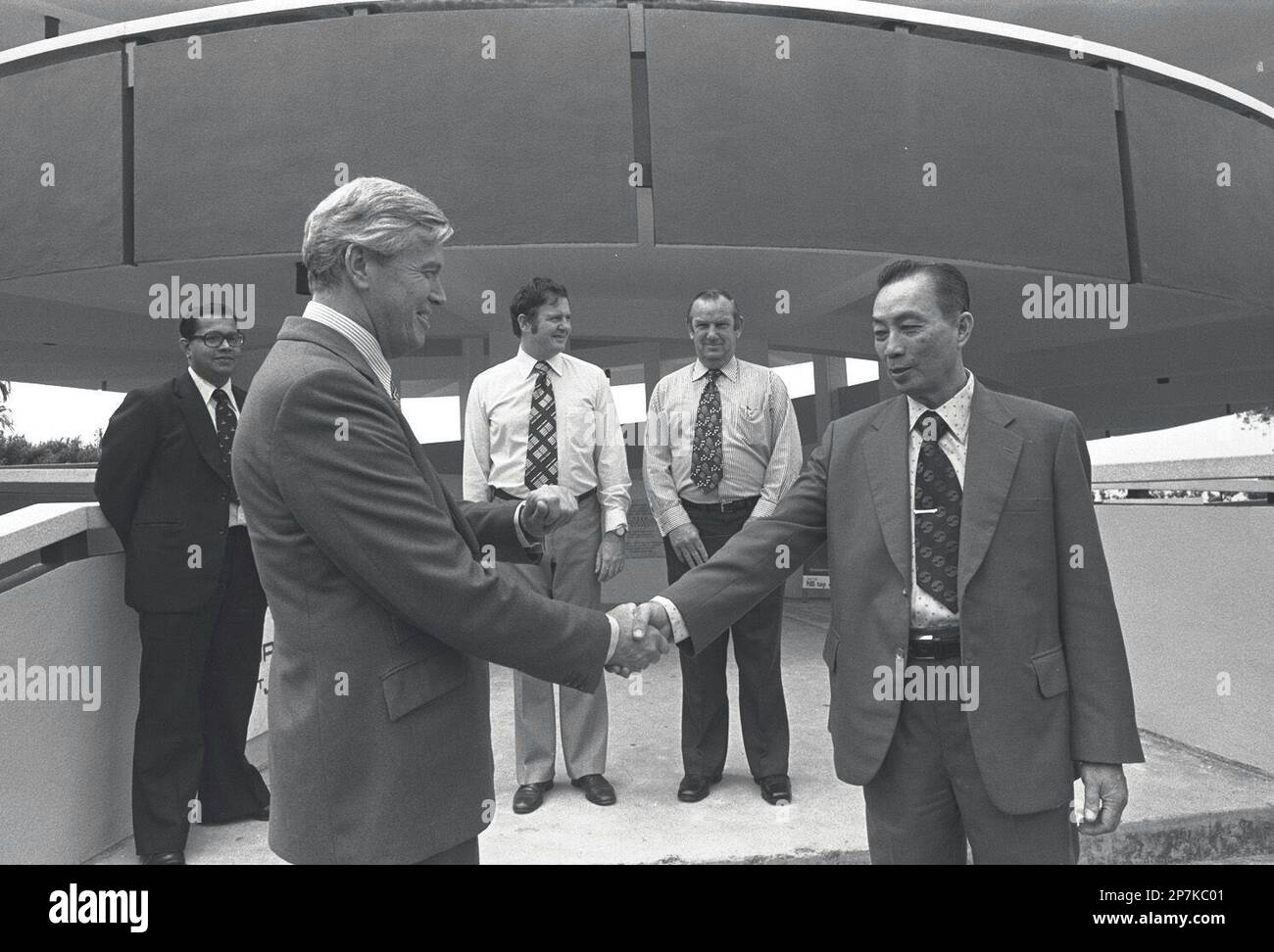 Mr Brian Talboys (second from left), New Zealand Deputy Prime Minister ...