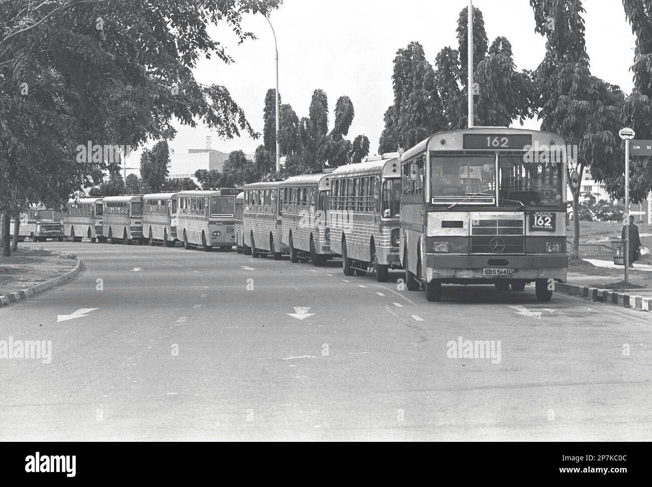 This picture shows buses parked in an orderly fashion at the Ang Mo Kio ...