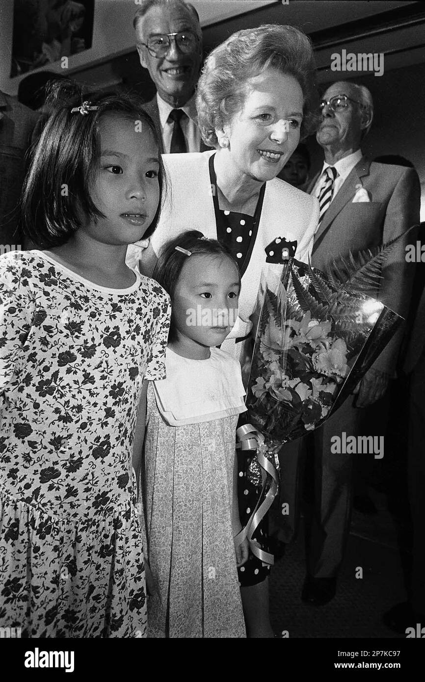British Prime Minister Margaret Thatcher at the Centrepoint Shopping ...