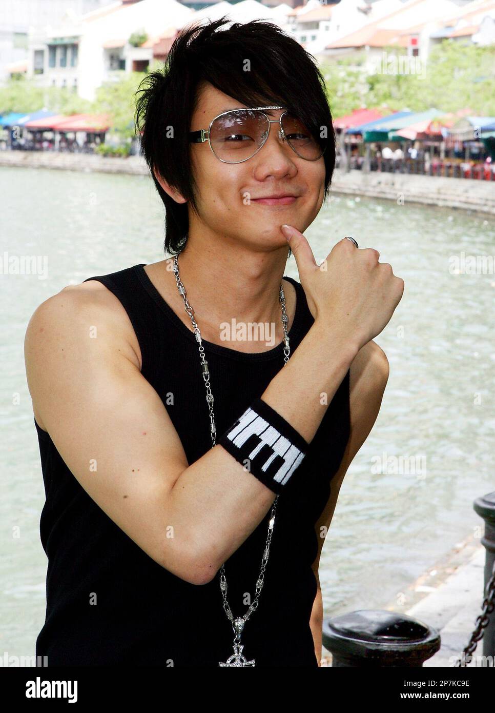 Singaporean R&B whiz JJ Lin posing at Boat Quay in an interview with ...