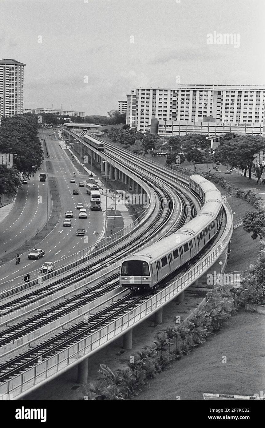 Opening of MRT system - Day 2. Trains running along the six-kilometre ...