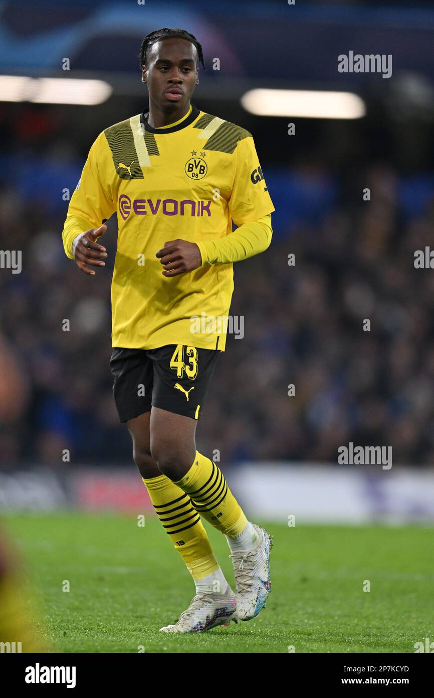 England, London, 07 March 2023 - Jamie Bynoe-Gittens of Borussia ...