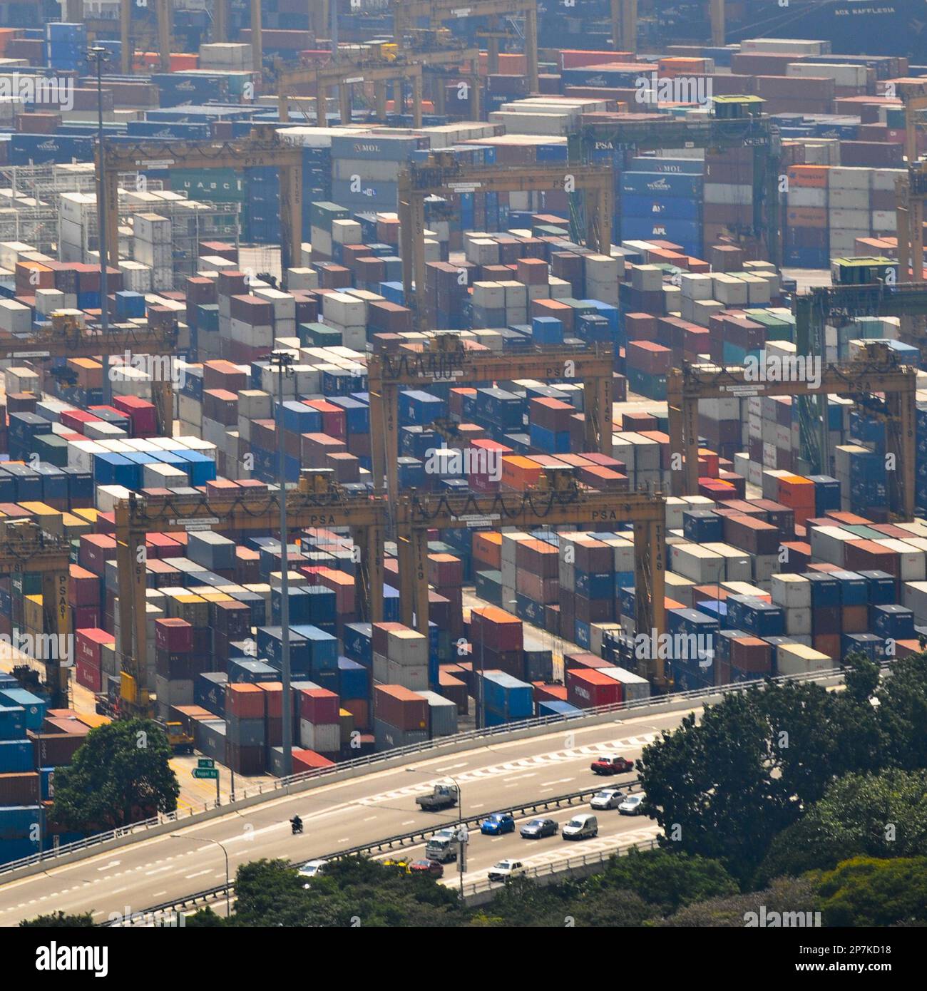 View of Port of Singapore Authority (PSA) container terminal from the ...