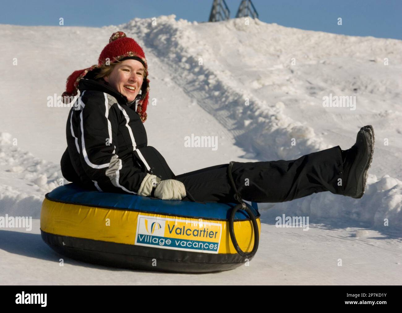 Sarah Heaton of Newport, R.I. slides on a tube on the Plaines of ...