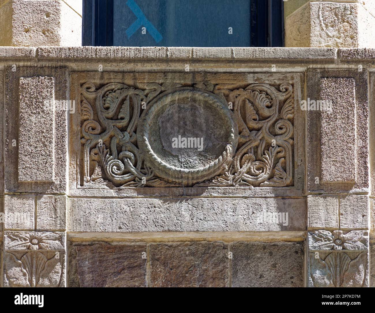 Detail, carved stone spandrel from Seaman’s Bank for Savings at 74 Wall ...