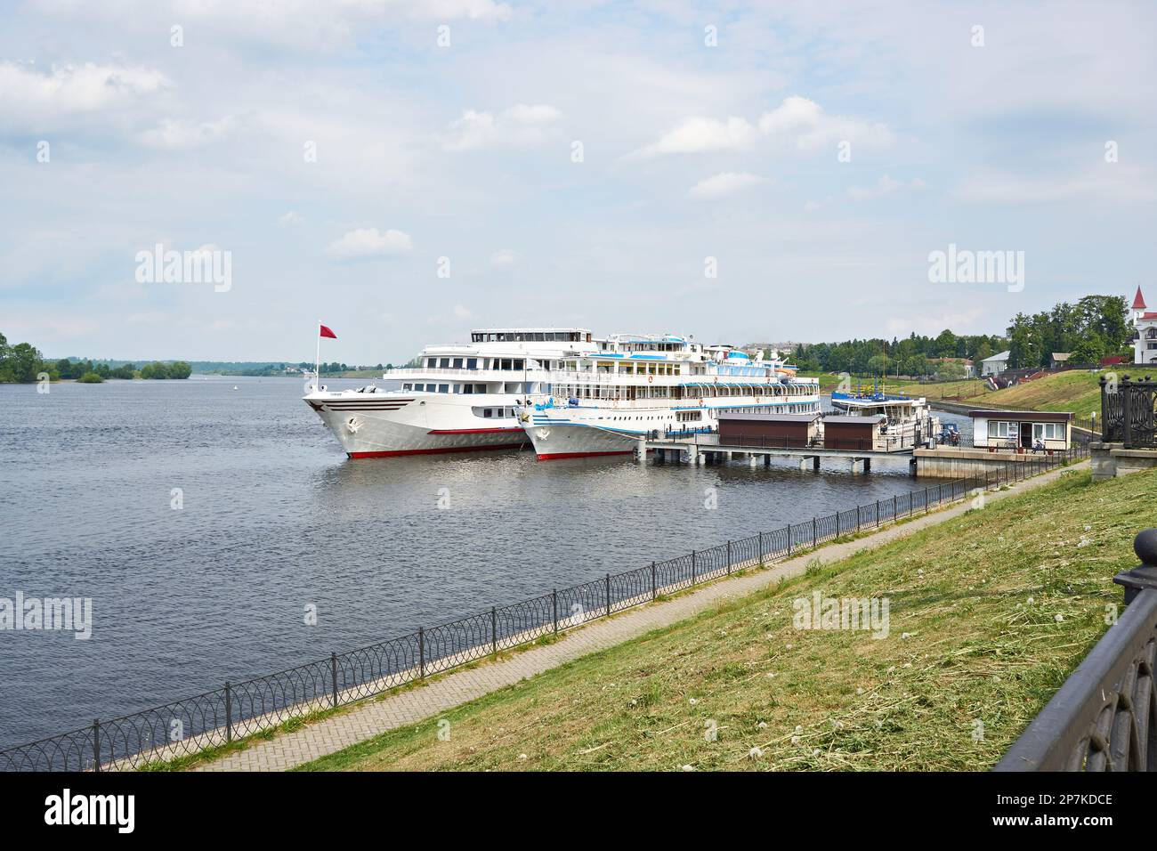 Cruise ships on the river pier Stock Photo - Alamy