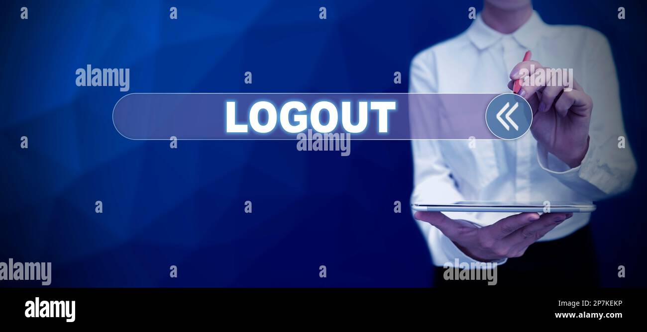 Conceptual Display Logout Word For Go Through Procedures To Conclude Use Of Computer Database
