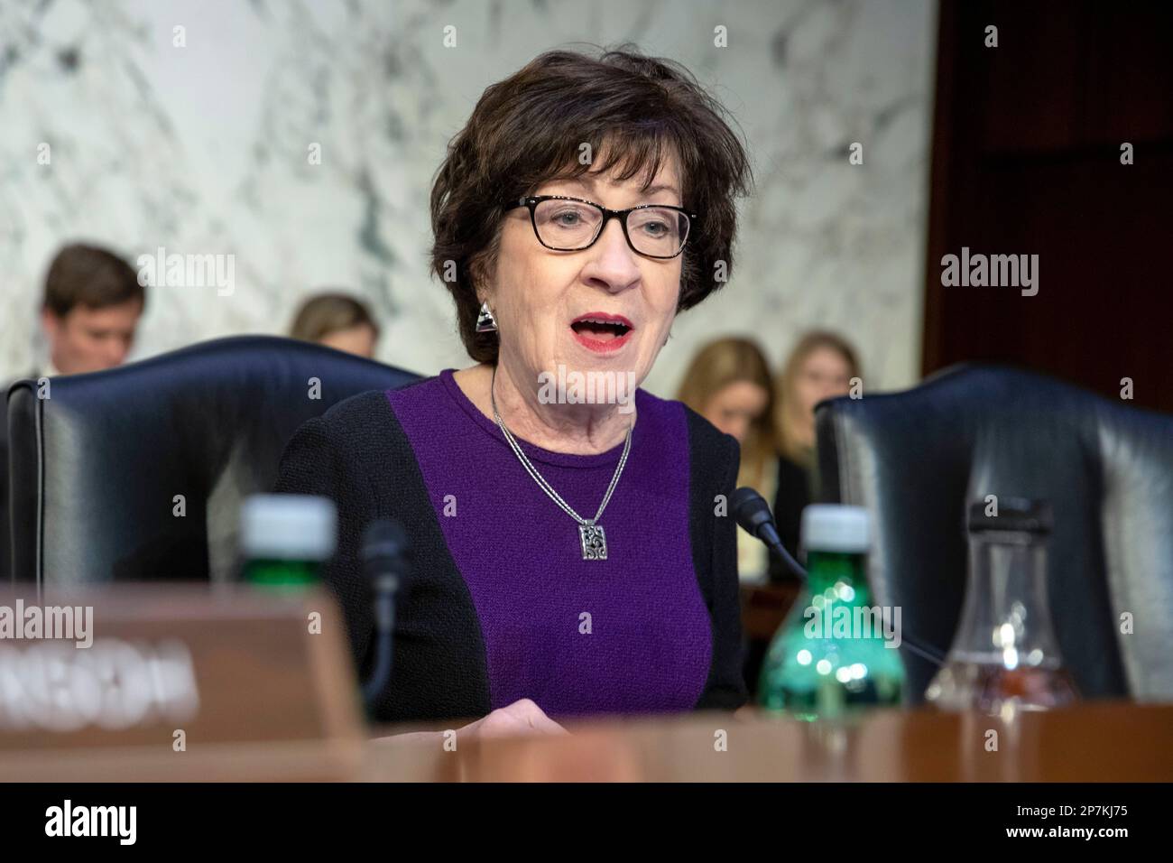 Sen. Susan Collins, R-Maine, speaks during a Senate Intelligence ...