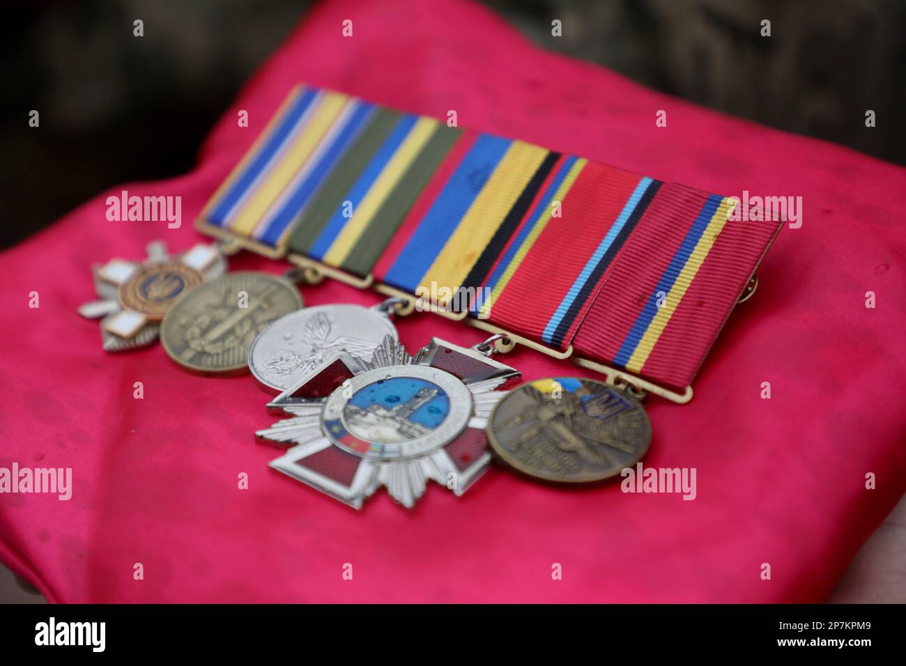 Non Exclusive: KYIV, UKRAINE - MARCH 8, 2023 - Medals are arranged on a ...