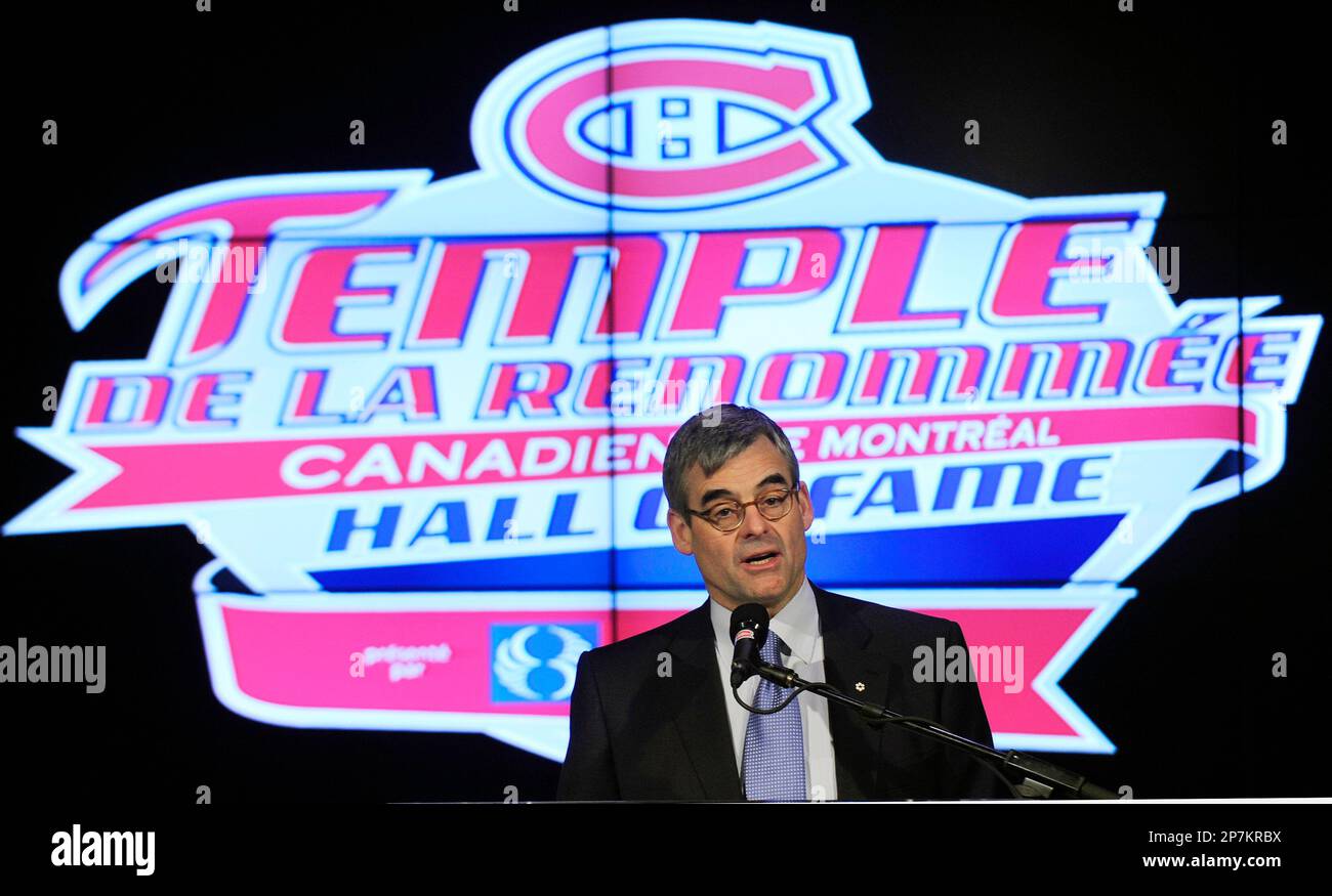 Montreal Canadiens President Pierre Boivin speaks at the official ...
