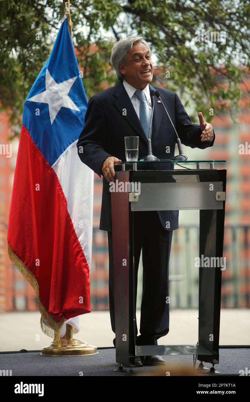 Chile's President-elect Sebastian Pinera, speaks during a press ...