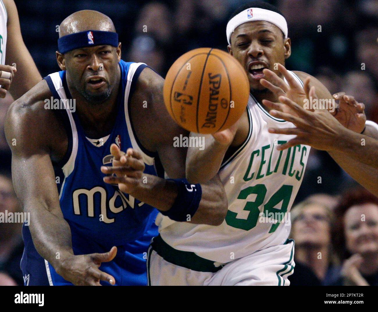Boston Celtics forward Paul Pierce, right, and Dallas Mavericks center ...