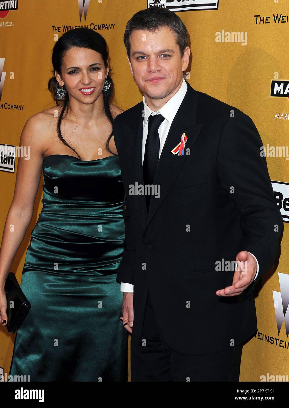 Matt Damon, at left, and his wife Luciana Barroso arrive at The ...