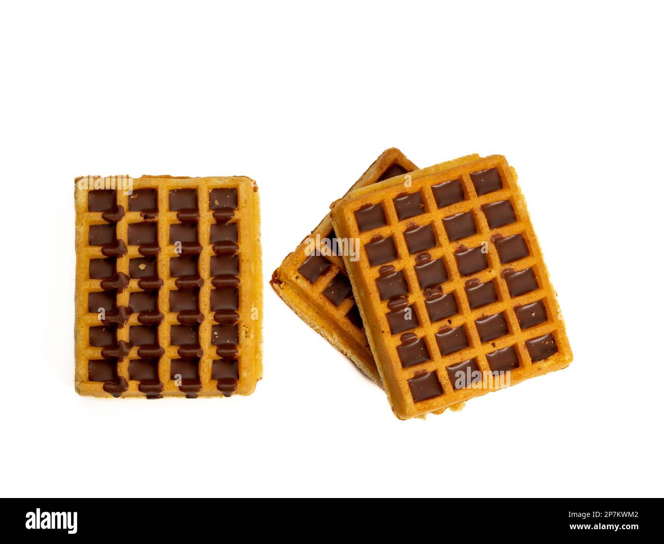 Chocolate waffles isolated on white background. Waffles in chocolate ...