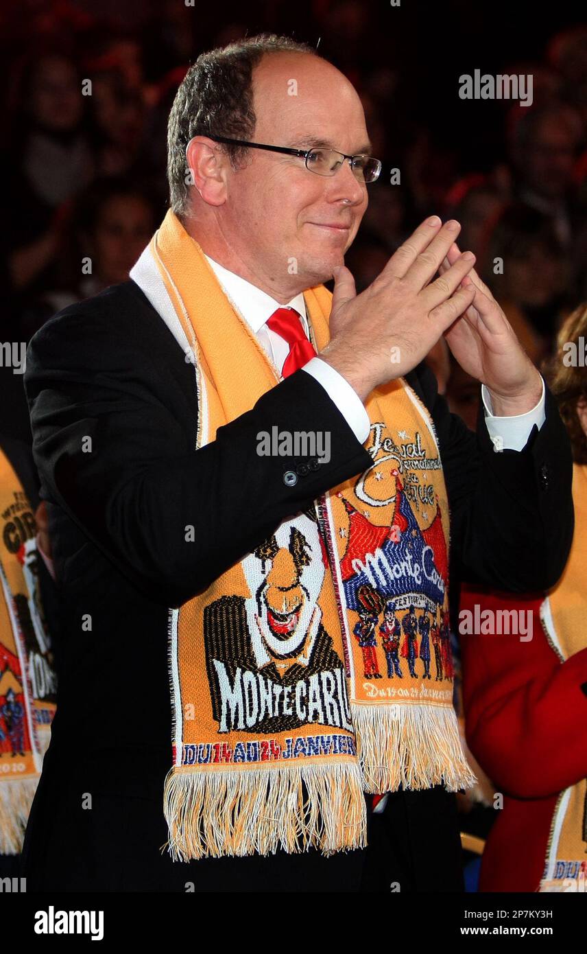 Prince Albert of Monaco gestures as he attends the opening ceremony of ...