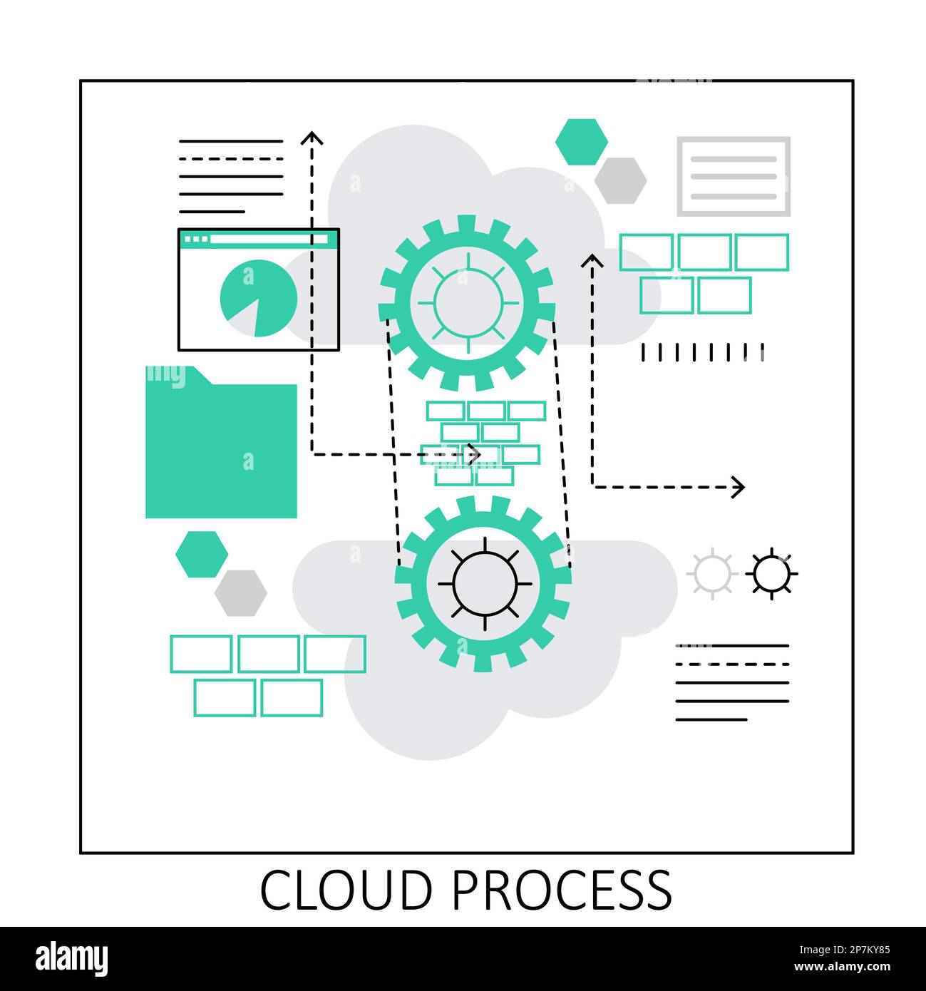 Cloud storage process. Cloud computing technology service vector ...