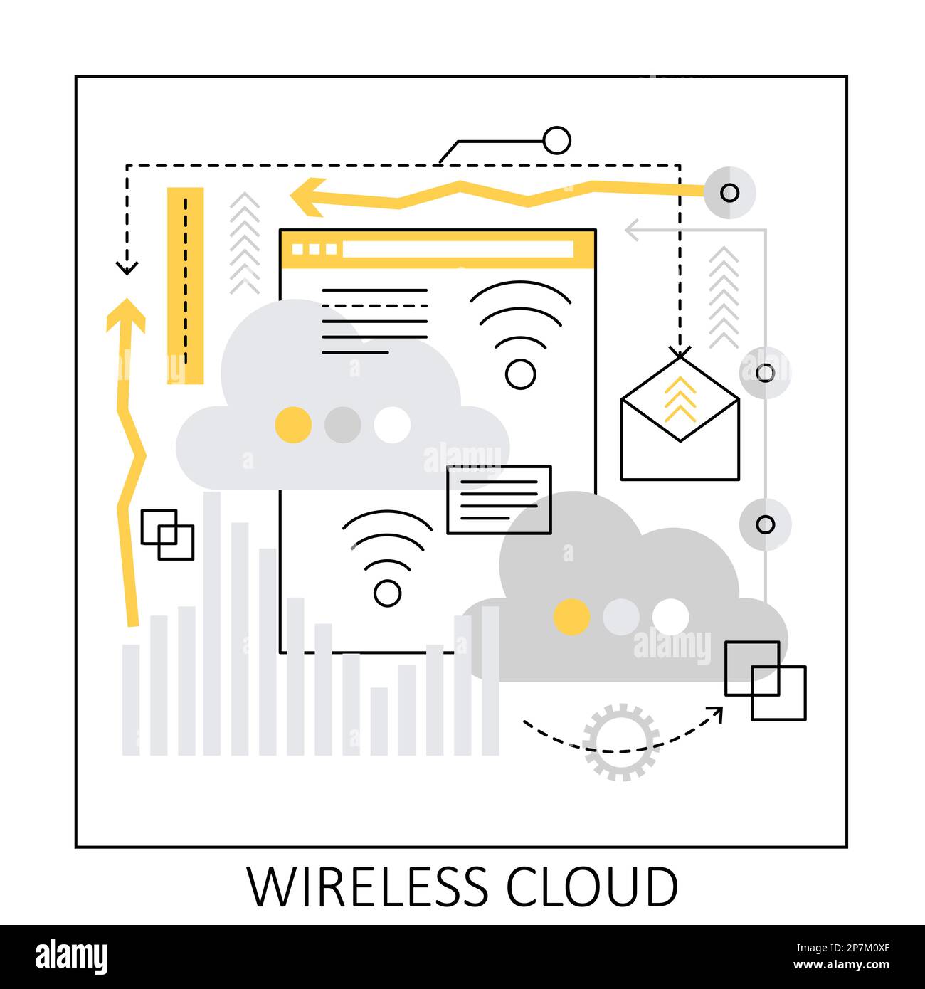Wireless cloud technology. Online network connection, storage service ...