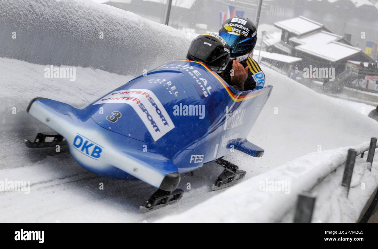 Pilot Thomas Florschuetz and brakeman Richard Adjei Otto from Germany ...