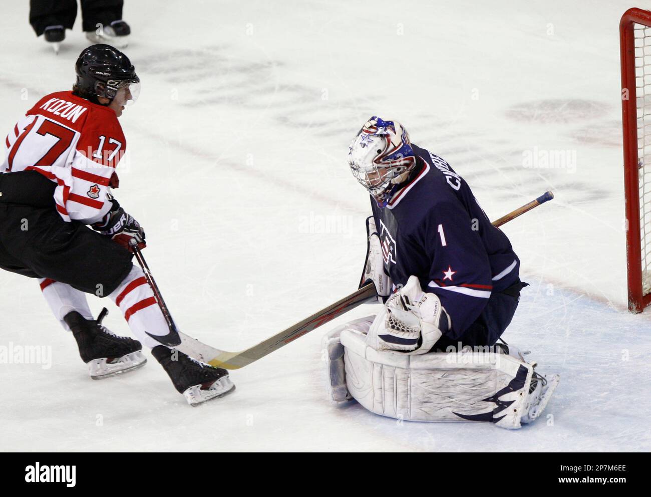 Team Canada Brandon Kozun scores the shoot-out winning goal against ...
