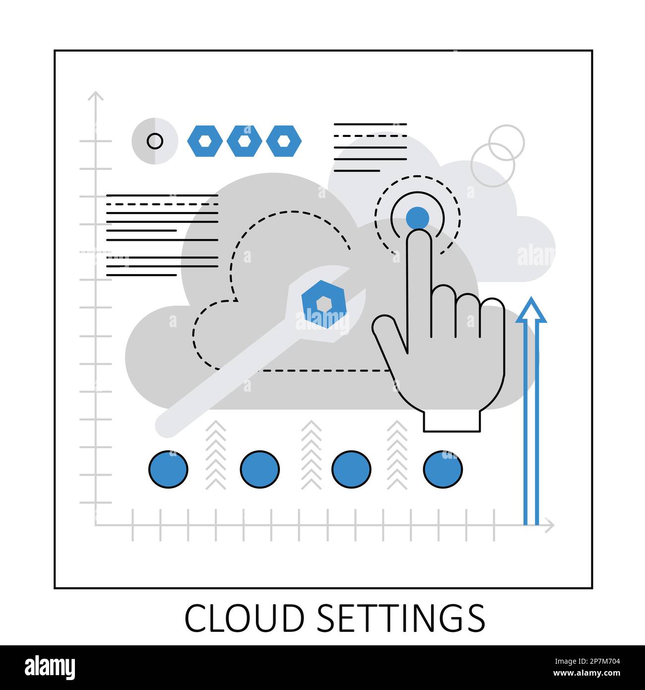 Cloud settings features. Cloud computing technology service vector illustration Stock Vector ...