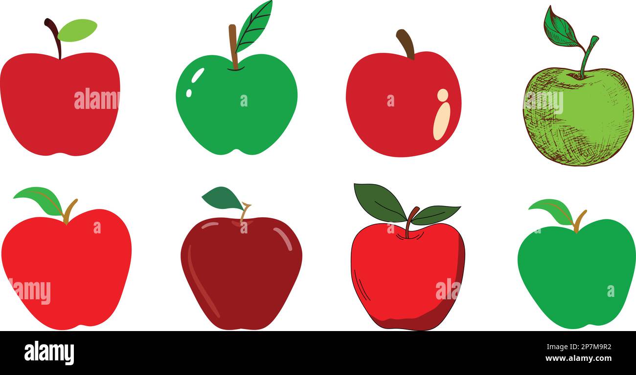 vector apple set Stock Vector Image & Art - Alamy