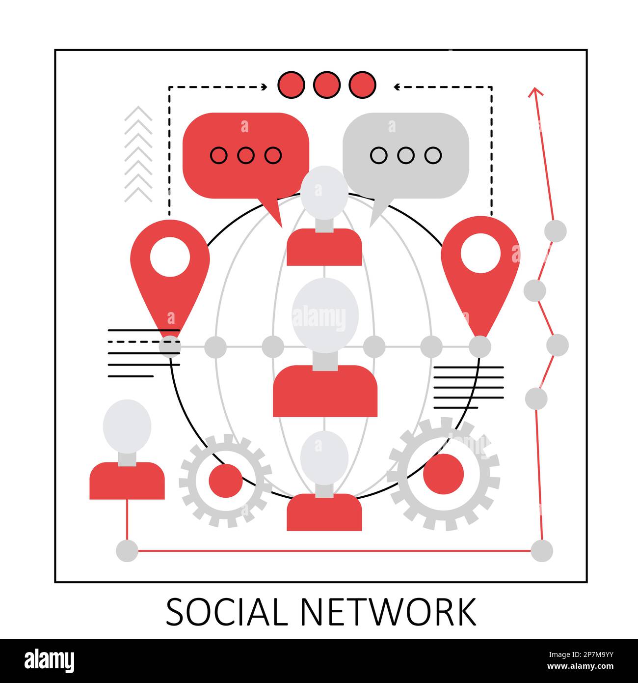 Online social network. People digital connection, electronic ...