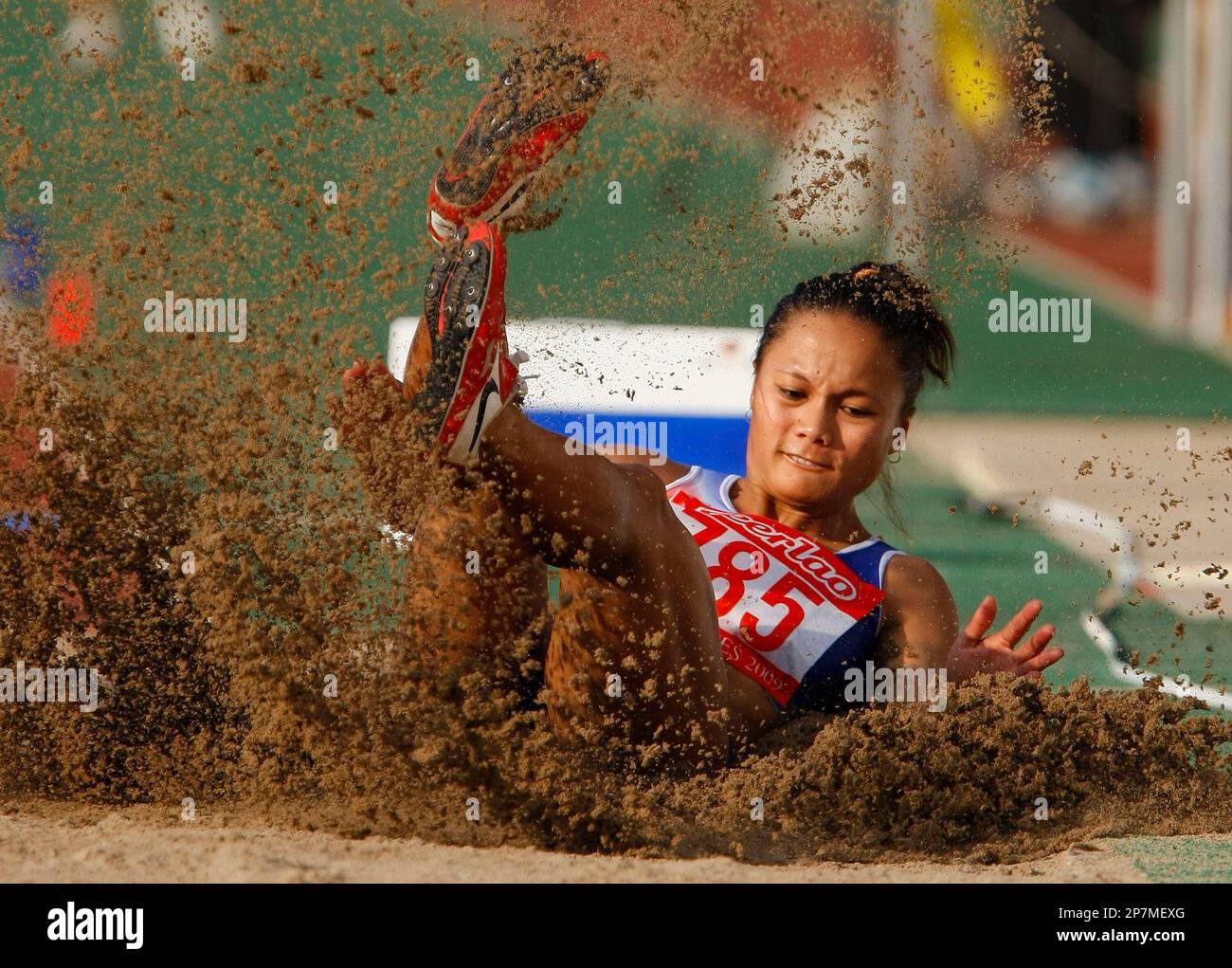 Marestella Torres of the Philippines competes in the women's long jump ...