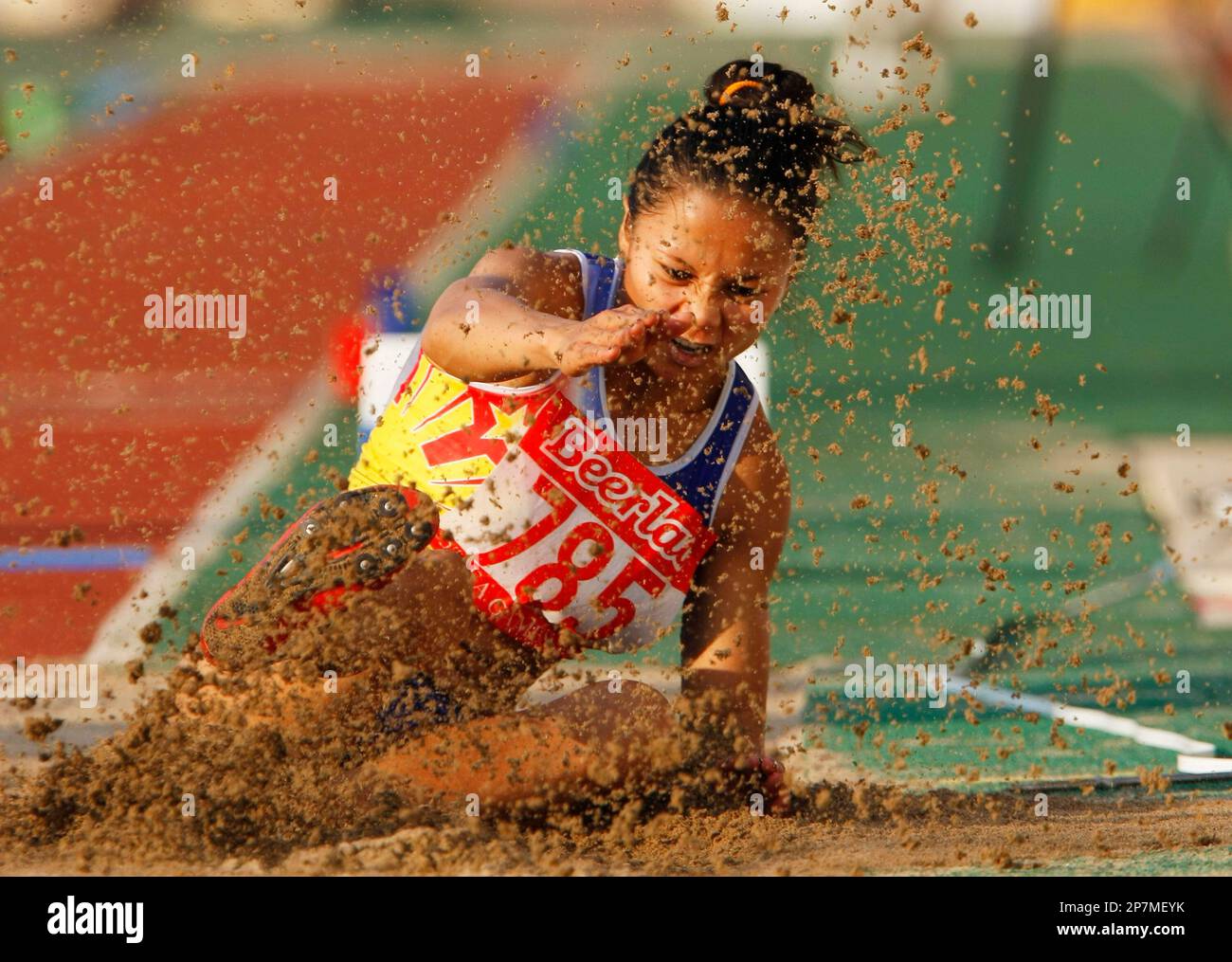 Marestella Torres of the Philippines competes in the women's long jump ...