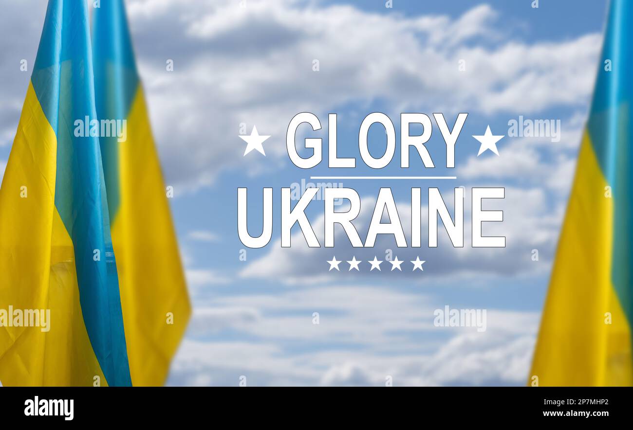 Glory Ukraine word, flag of Ukraine Stock Photo - Alamy