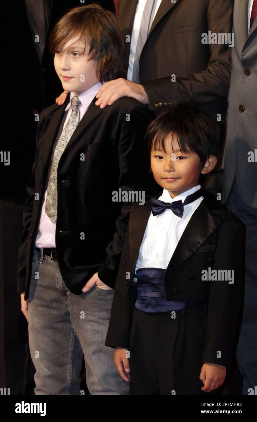 U.S. actor Max Records, left, and Japan's popular child actor Seishiro ...