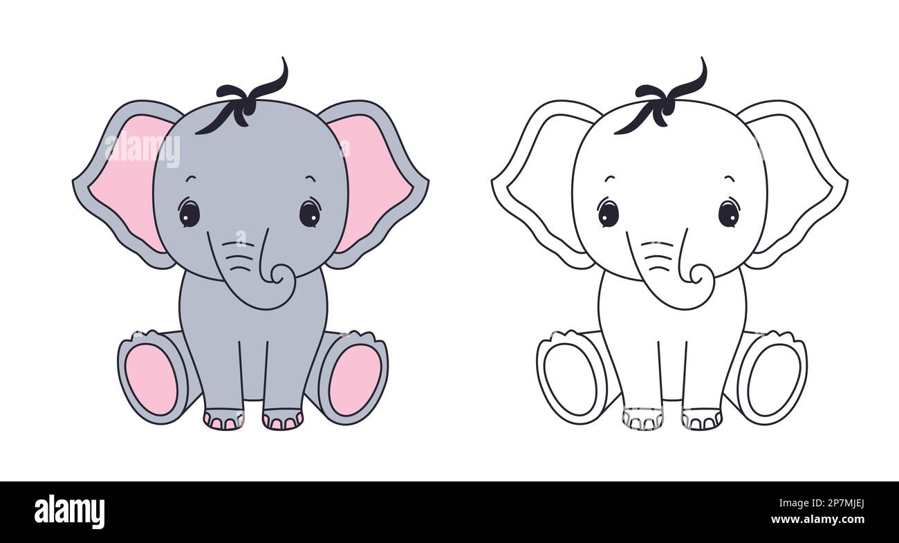 Zoo animal for children coloring book. Funny elephant in a cartoon ...