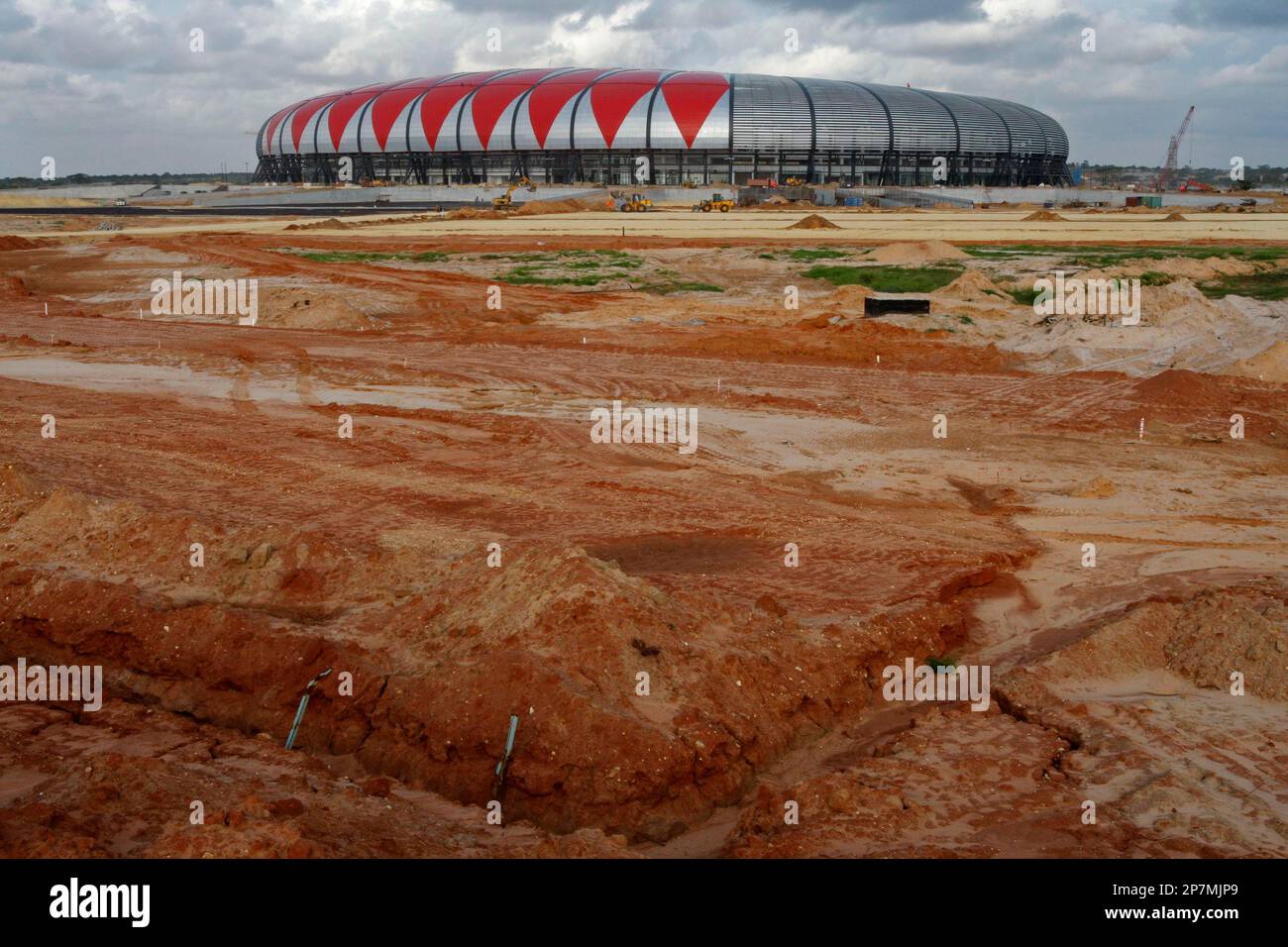 A general view of the Luanda Stadium construction site, one of the ...