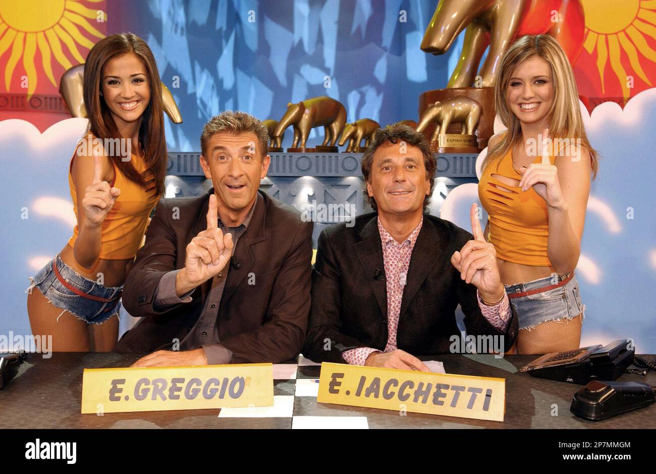 ** FILE ** In this Oct. 1, 2002 file photo, from left: showgirl Giorgia ...