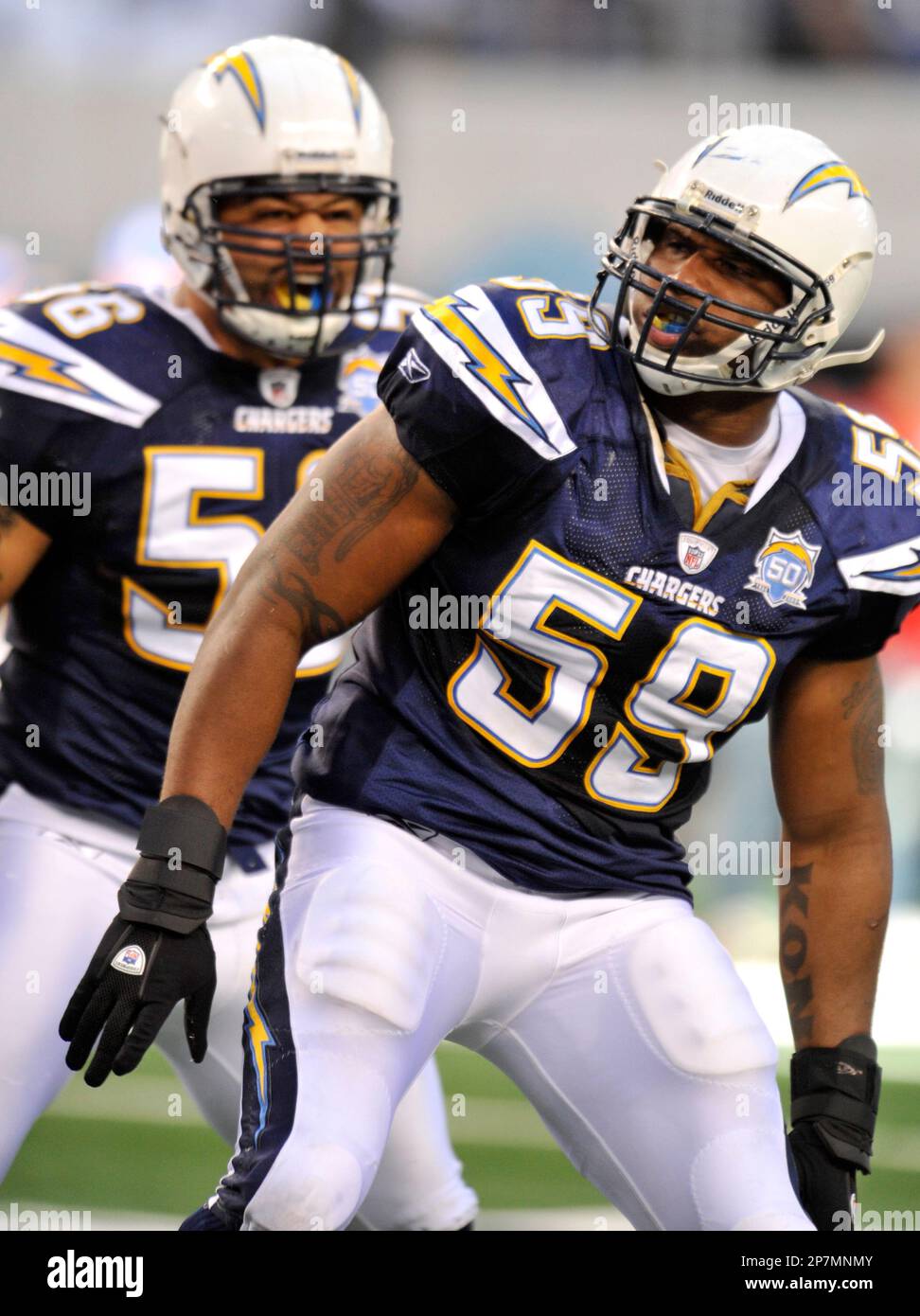 San Diego Chargers linebacker Brandon Siler (59) and linebacker Shawne ...