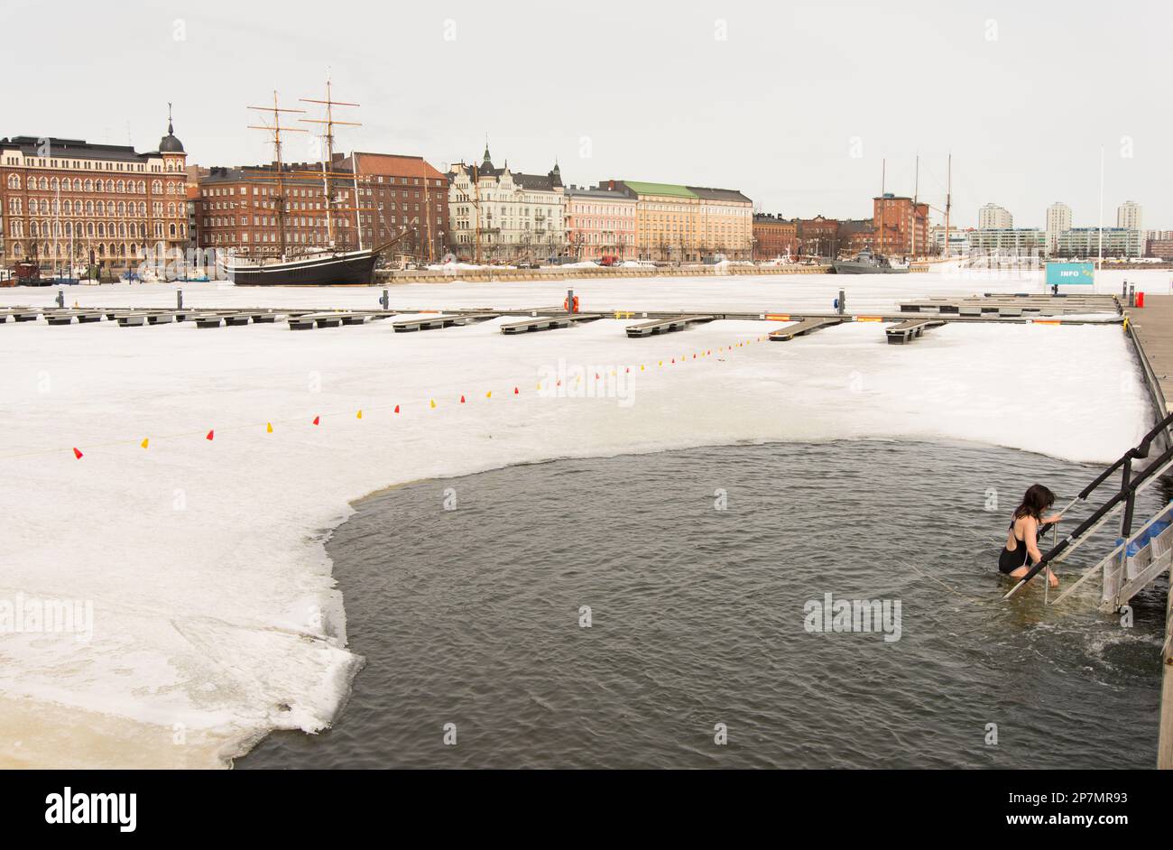 Helsinki, Finland; 07042013: Unrecognizable woman comming out of cold ...